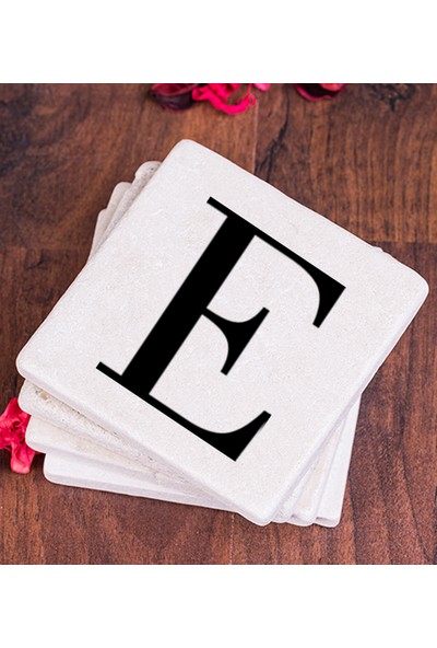Hediye Dükkanı Kişiye Özel Kişiye Özel Baş Harfli Taş Bardak Altlığı