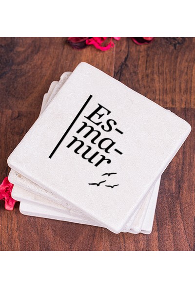 Hediye Dükkanı Kişiye Özel Isme Özel Heceli Taş Bardak Altlığı