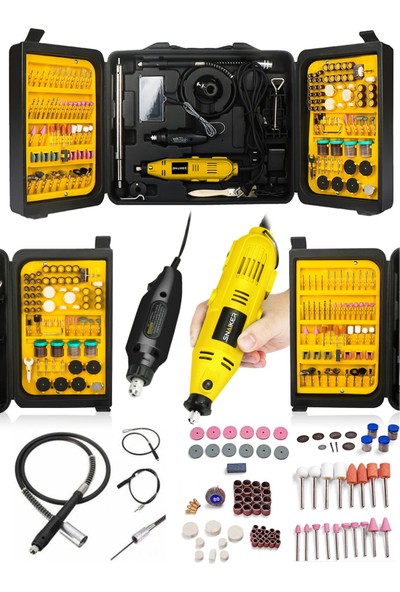 Snaiker Alman S-400 Watt 350 Parça 60.000 Rpm 6 Kademe Devir Ayarlı Hobi Gravür Seti Mini Taşlama Makinesi Snaiker Alman S-400 Watt 350 Parça 60.000 Rpm 6 Kademe Devir Ayarlı Hobi Gravür Seti Mini Taşlama Makinesi