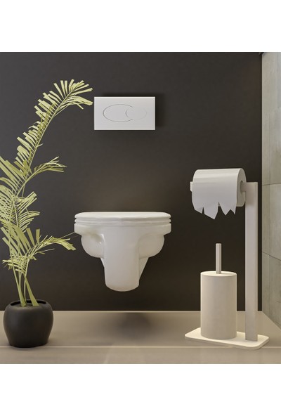 Swan Cleaning White Tall Tuvalet Kağıtlığı ve Tuvalet Fırçalığı Swan Cleaning White Tall Tuvalet Kağıtlığı ve Tuvalet Fırçalığı