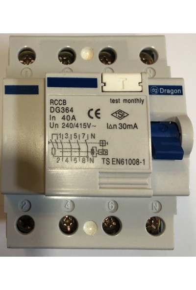 Dragon 4X40A 30MA Kaçak Akım Koruma Rölesi DG-364-RCCB Dragon 4X40A 30MA Kaçak Akım Koruma Rölesi DG-364-RCCB