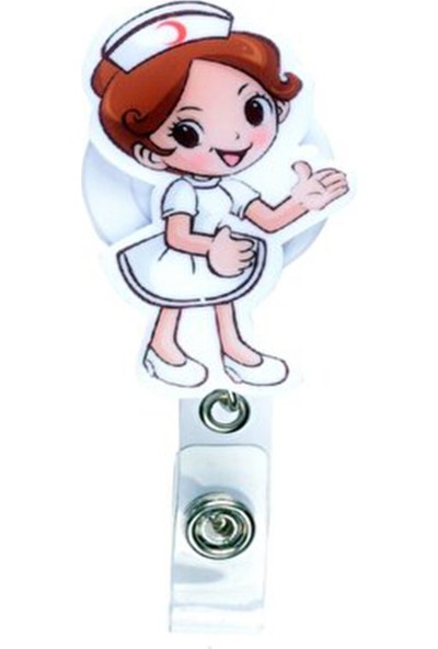 Nur Medikal Giyim Neşeli Hemşire Temalı Yoyo Yaka Kartlığı