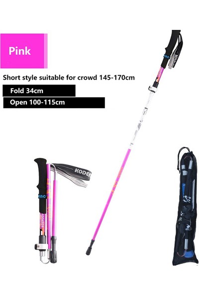 Adroe 100-115CM Açık Katlama Baston Karbon Fiber ve Alüminyum Alaşımlı Yürüyüş Çubukları Iskandinav Yürüme bastonu Yürüyüş Kayak Direkleri Baton (Yurt Dışından)