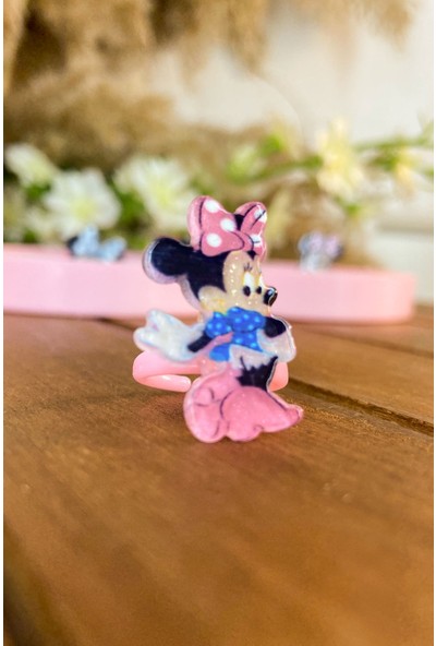 Şubu Tasarım Kız Çocuk Minnie Mouse Figürlü Ayarlanabilir Çocuk Yüzük Pembe SBT534