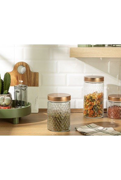 English Home Peggy Cam Saklama Kavanoz 1200 ml Bronz