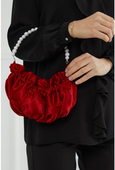 Ayşe Tasarım Mini Pearly Çanta Kırmızı Ce-4