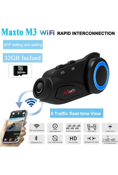 Maxto M3 Kameralı Intercom Bluetooth Kulaklık
