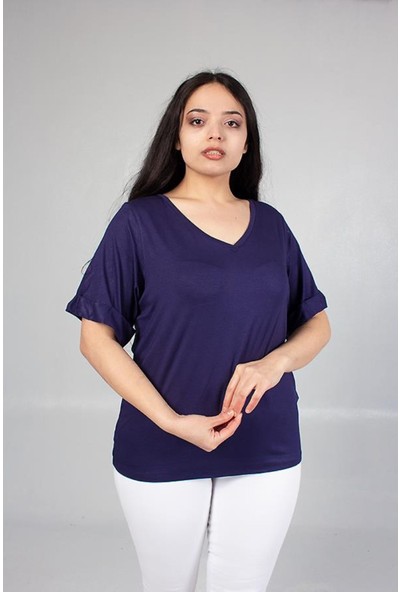 Truva Xxl Truvaxxl Büyük Beden Kadın Giyim V Yaka Tshirt Çok Renkli BZ646 Truva Xxl Truvaxxl Büyük Beden Kadın Giyim V Yaka Tshirt Çok Renkli BZ646