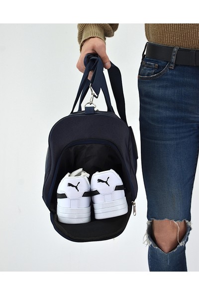 F50 Deri Silindir Spor & Seyahat Çantası Omuz & El Askılı Yan Ayakkabı Bölmeli