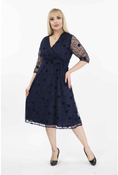 Modayız Kruvaze Yaka Büyük Beden Abiye Elbise 32C-2055