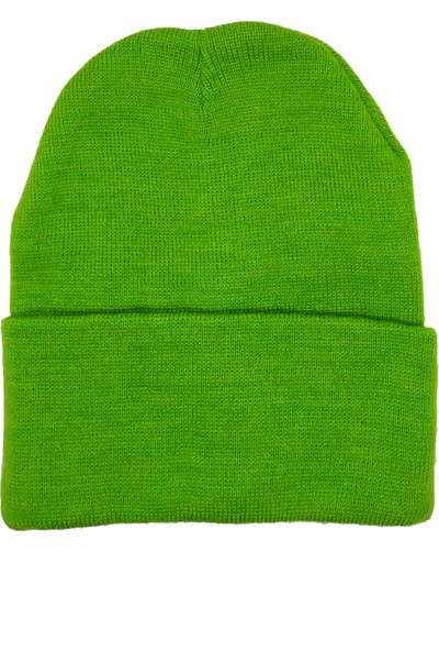 Çimen Yeşil Düz Renk Basic Akrilik Katlamalı Bere