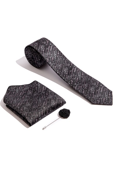 Pierre Cardin Siyah 3'lü Kravat Mendil Set 50252768-001