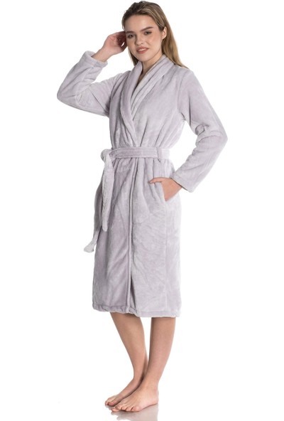 Eumenia Gri Şalyaka Peluş Kadın Sabahlık Yummy L Eumenia Gri Şalyaka Peluş Kadın Sabahlık Yummy L