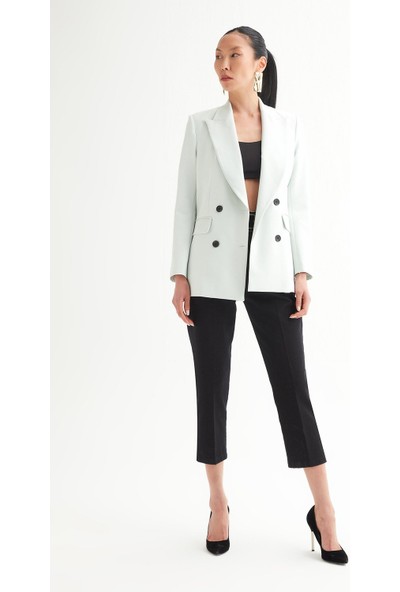 Açelya Okcu Kruvaze Pamuk Gabardin Ceket