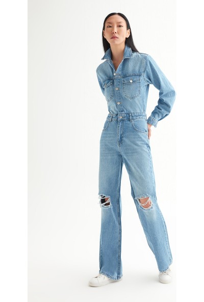 Açelya Okcu Dizi Yırtık Jean Tulum