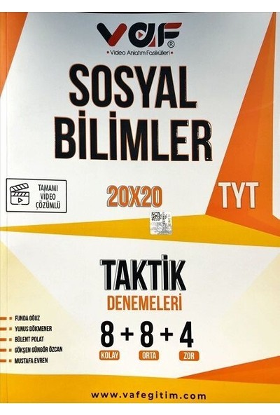 Vaf Yayınları TYT Sosyal Bilimler Taktik Bende 20 x 20 Denemeleri Vaf Yayınları TYT Sosyal Bilimler Taktik Bende 20 x 20 Denemeleri