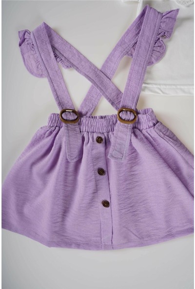 Miniko Kids Yeni Sezon Güpürlü Tişört Kız Çocuk Salopet Elbise