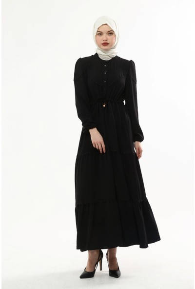 Deneme Kabinim Kadın Ayrobin Güpür Detaylı Elbise