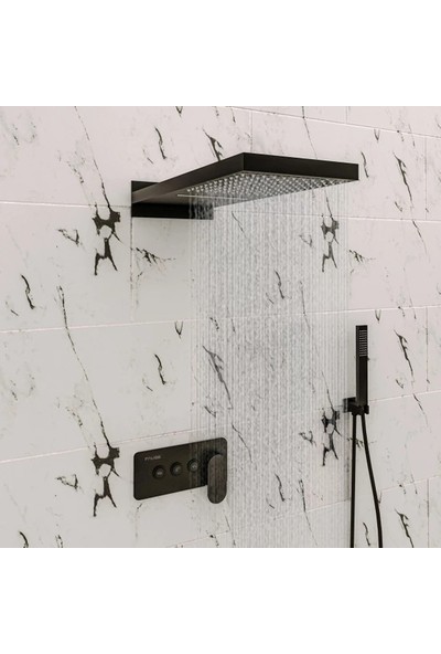 Fause Ankastre Comfort Panel Şelale Duş Seti Siyah FAU110-B Fause Ankastre Comfort Panel Şelale Duş Seti Siyah FAU110-B