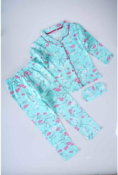 Miniko Kids Yeni Sezon Uyku Bantlı Düğmeli Kız Çocuk Pijama Takımı