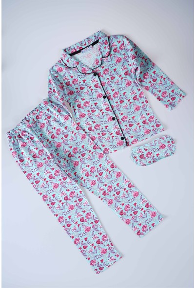 Miniko Kids Yeni Sezon Uyku Bantlı Düğmeli Kız Çocuk Pijama Takımı