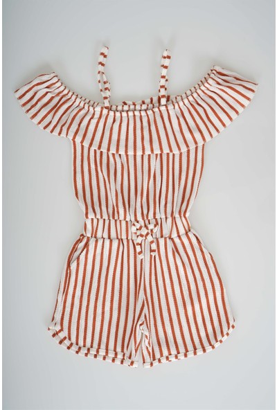 Miniko Kids Yeni Sezon Çocuk Ip Askılı Desenli Düz Dokuma Şort Tulum