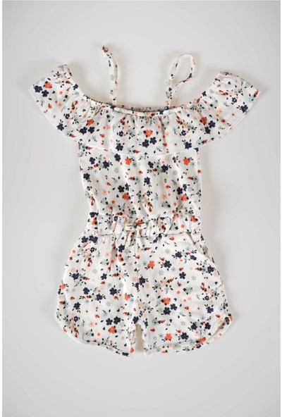 Miniko Kids Yeni Sezon Çocuk Ip Askılı Desenli Düz Dokuma Şort Tulum