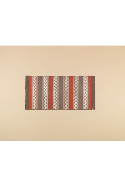 Madame Coco Prunella Saçaklı Dokuma Kilim - Vizon Turuncu - 60 x 100 cm