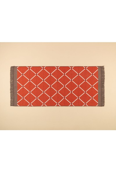 Madame Coco Chantae Saçaklı Dokuma Kilim - Vizon Turuncu - 80 x 150 cm