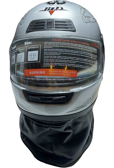 BLD Motosiklet Kapalı Kask Boyunluklu L Beden Gri