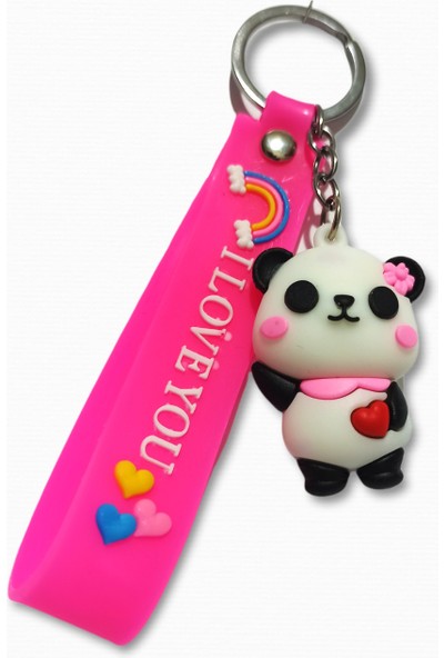 Sbnmstore Pembe Panda 3D Silikon Anahtarlık Sbnmstore Pembe Panda 3D Silikon Anahtarlık