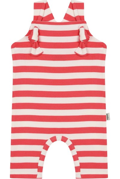 Antebies Pembe Kontrast Çizgili Salopet Antebies Pembe Kontrast Çizgili Salopet