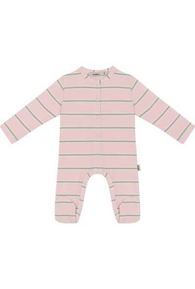 Antebies Şeker Pembe Çizgili Patikli Tulum