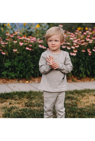 Antebies Zürafa Baskılı Cepli Uzun Kollu Pijama Takımı