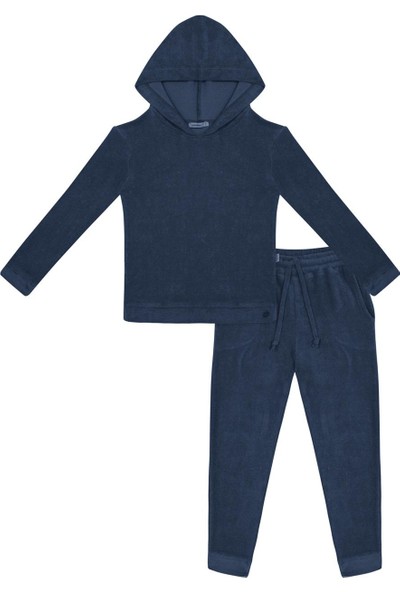 Antebies Gece Mavisi Havlu Kapüşonlu Eşofman Takımı