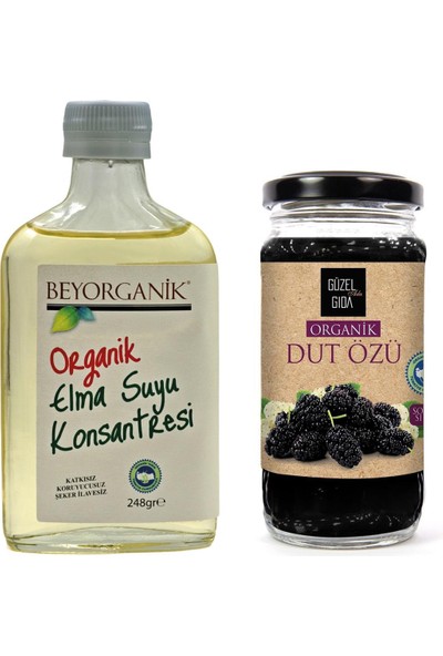 Beyorganik Organik Elma Suyu Konsantresi 248 G - Güzel Gıda Organik Dut Özü 290 Gr. Beyorganik Organik Elma Suyu Konsantresi 248 G - Güzel Gıda Organik Dut Özü 290 Gr.