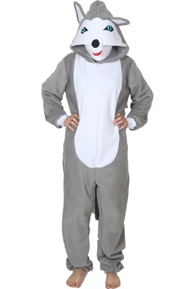 Yüsü Yetişkin Sibirya Kurt Hayvan Kostümü Yüsü Yetişkin Sibirya Kurt Hayvan Kostümü