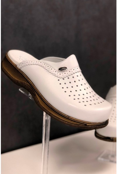 Çizgi Medikal Erkek Klasik Gold Deri Sabo Terlik (%100 Hakiki Deri)