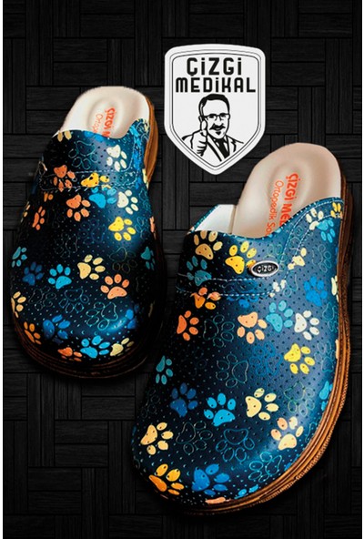 Çizgi Medikal Erkek Vivacolor Desenli Sabo Terlik-Pati