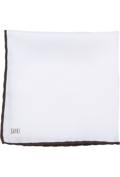 Hatemoğlu Beyaz - Kahverengi Biyeli Cep Mendili Hatemoğlu Beyaz - Kahverengi Biyeli Cep Mendili