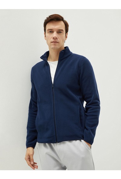 Black Horn Standart Kalıp Dik Yaka Polar Erkek Spor Hırka Lacivert