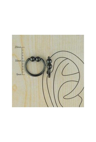 FM46BAND 1,6 mm Çift Top Siyah Halka Piercing