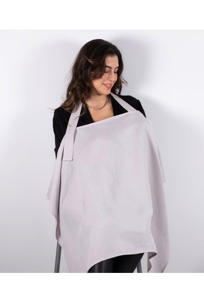 Paris In Paris Emzirme Örtüsü Pamuklu Müslin Kumaş Gri Yıldız Desenli