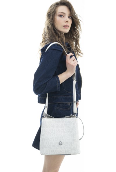 Benetton Kadın Çapraz Çanta Beyaz-A.gri BNT739