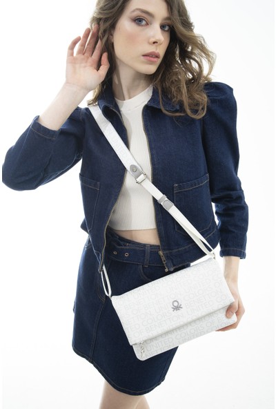 Benetton Kadın Çapraz Çanta Beyaz-A.gri BNT752