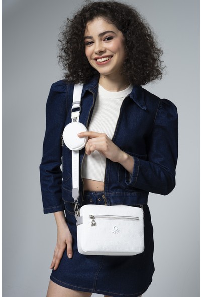 Benetton Kadın Çapraz Çanta Beyaz-A.gri BNT774