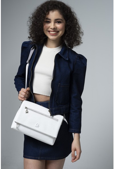 Benetton Kadın Çapraz Çanta Beyaz-A.gri BNT643
