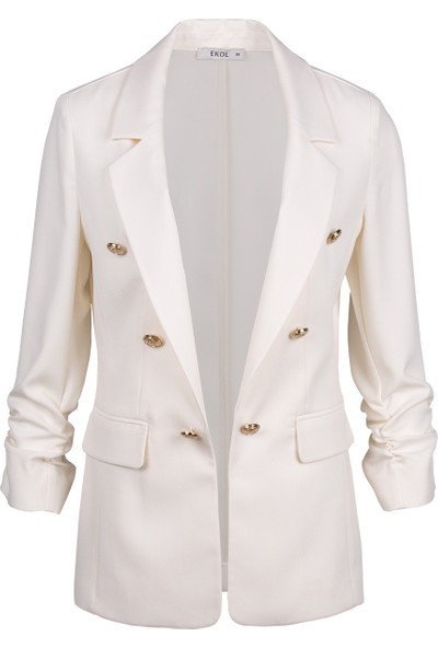 Ekol Kadın Kolu Büzgülü Süs Düğmeli Ceket 6055034 Ekru Ekol Kadın Kolu Büzgülü Süs Düğmeli Ceket 6055034 Ekru