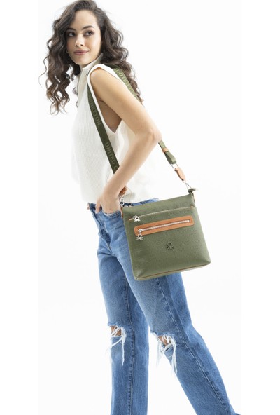 Benetton Kadın Çapraz Çanta Haki-Camel BNT633