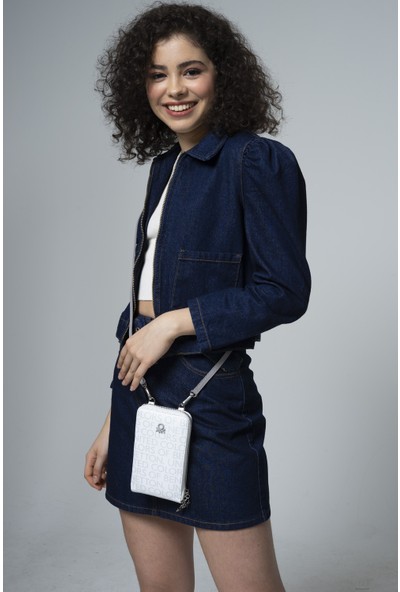 Benetton Kadın Cüzdan Beyaz-A.gri BNT778